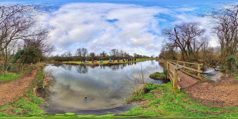 Walking Alpacas along river Itchen Navigation on Momento360